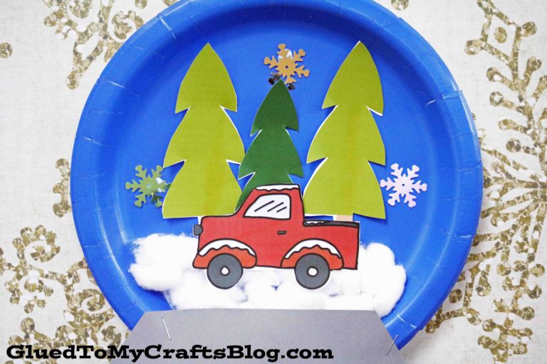 Paper Plate Red Truck Christmas Snow Globe Craft Idea