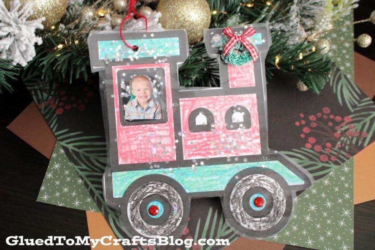 Christmas Train Picture Frame Keepsake Ornament
