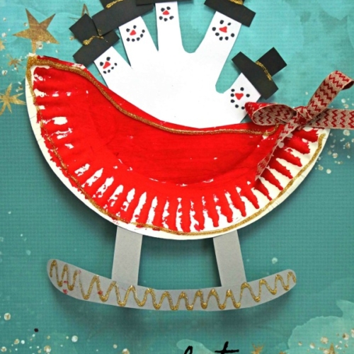 Paper Plate Snowman Sleigh Craft