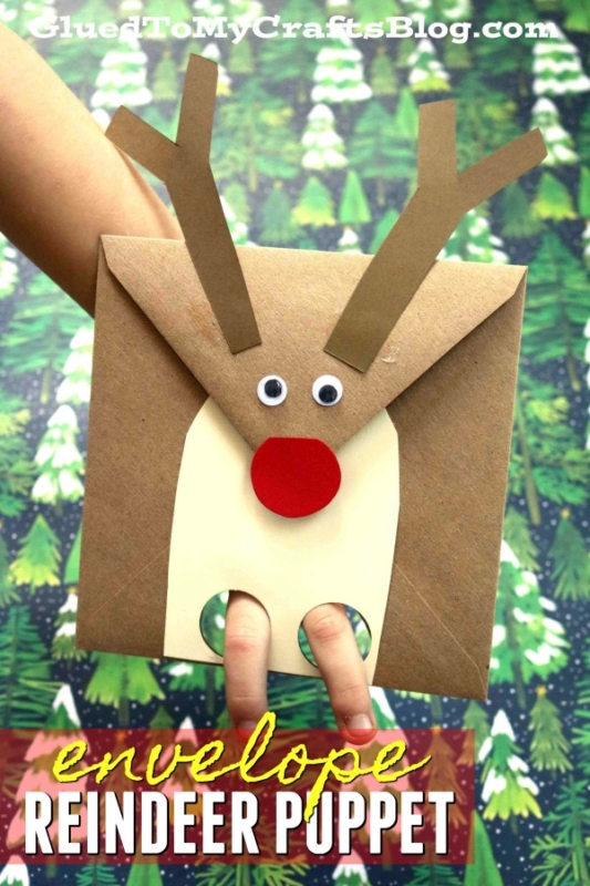 Paper Reindeer Envelope Puppet Craft Idea