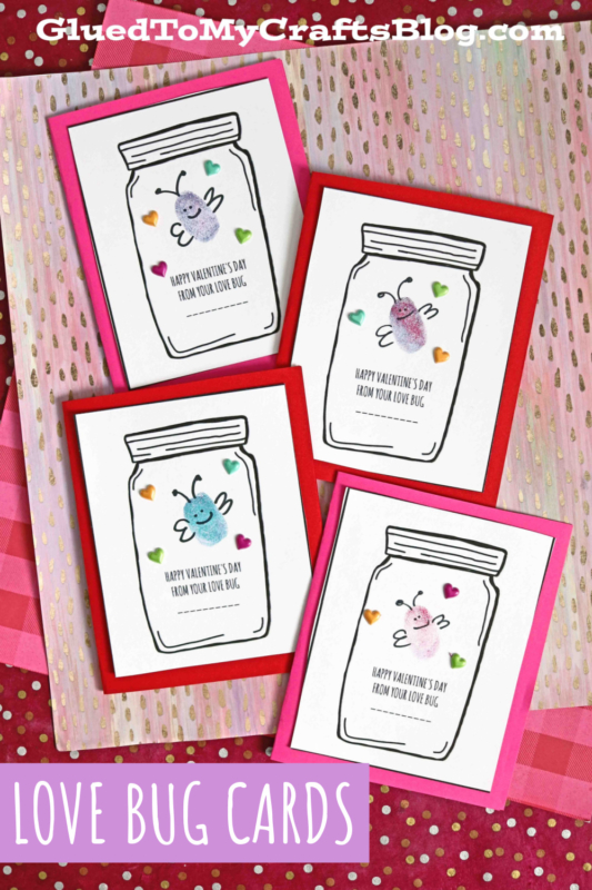 Thumbprint Love Bug Mason Jar Cards
