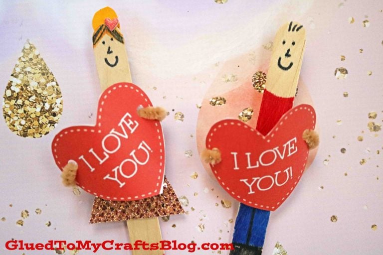 Popsicle Stick "I Love You" Puppet Craft Idea
