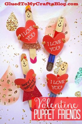 Popsicle Stick "I Love You" Puppet Craft Idea