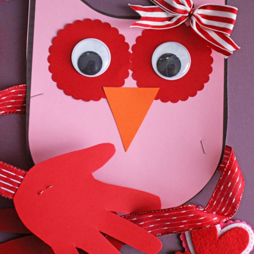 Handprint Owl Hug Card Craft