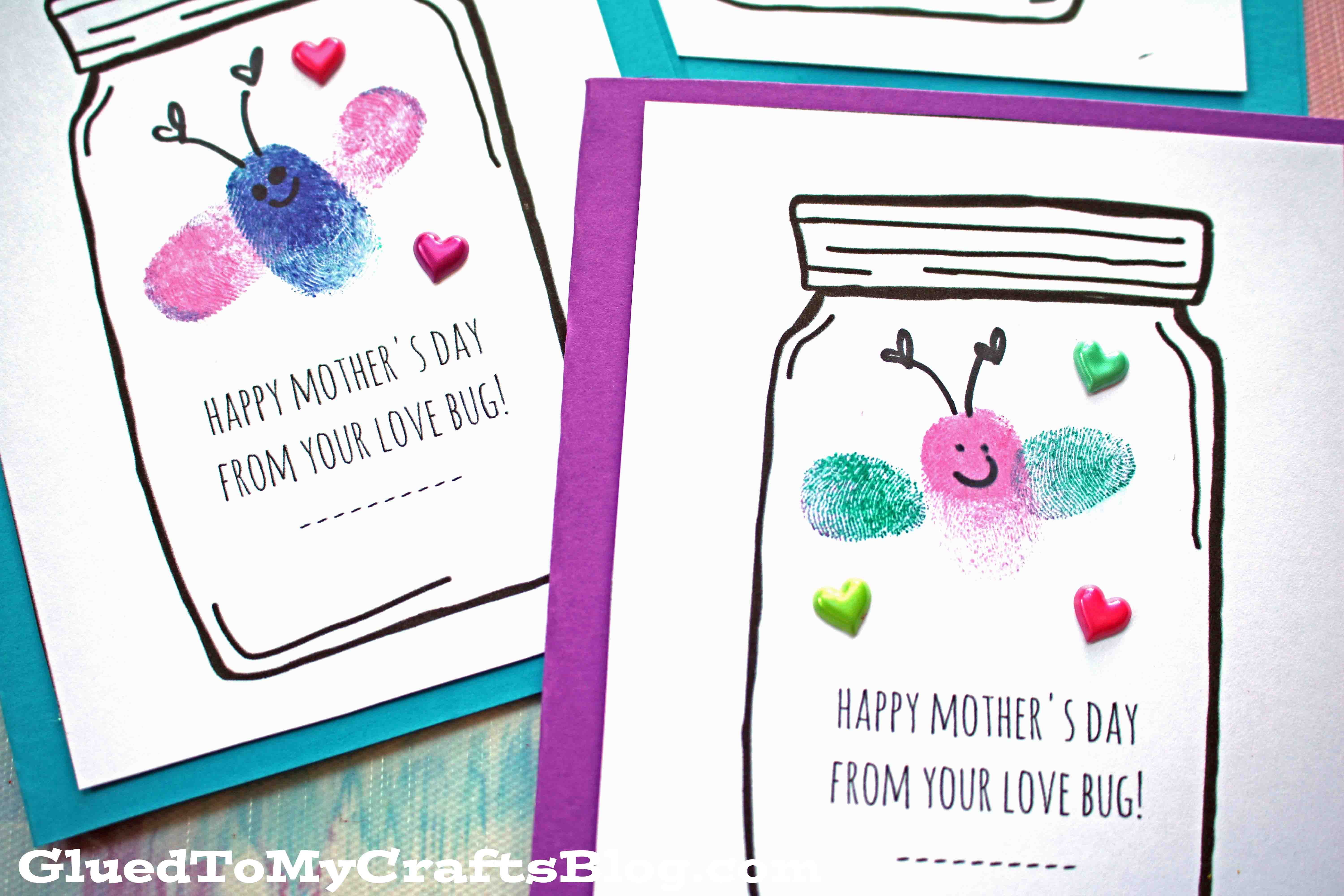 Thumbprint Mother s Day Love Bug Cards
