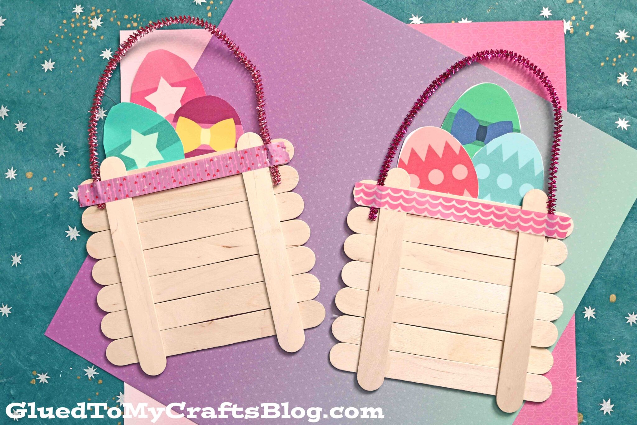 Popsicle Stick Easter Egg Basket Craft Idea