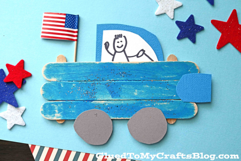 Popsicle Stick Patriotic Truck Craft Idea For 4th of July