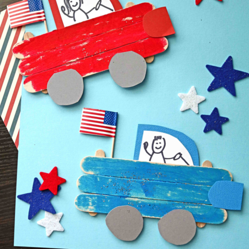 Popsicle Stick Patriotic Truck Craft Idea For 4th of July