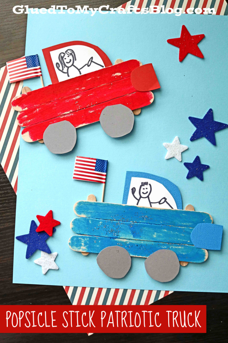 Popsicle Stick Patriotic Truck Craft Idea For 4th of July