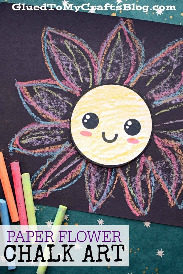Chalk Art Flower On Black Paper Craft Idea