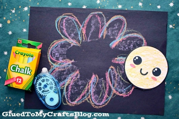 Chalk Art Flower On Black Paper Craft Idea