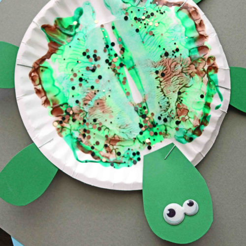 Paper Plate & Paint Splat Turtle Craft Idea
