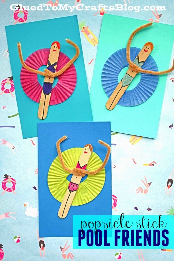 Popsicle Stick Pool Lounging Friends Craft