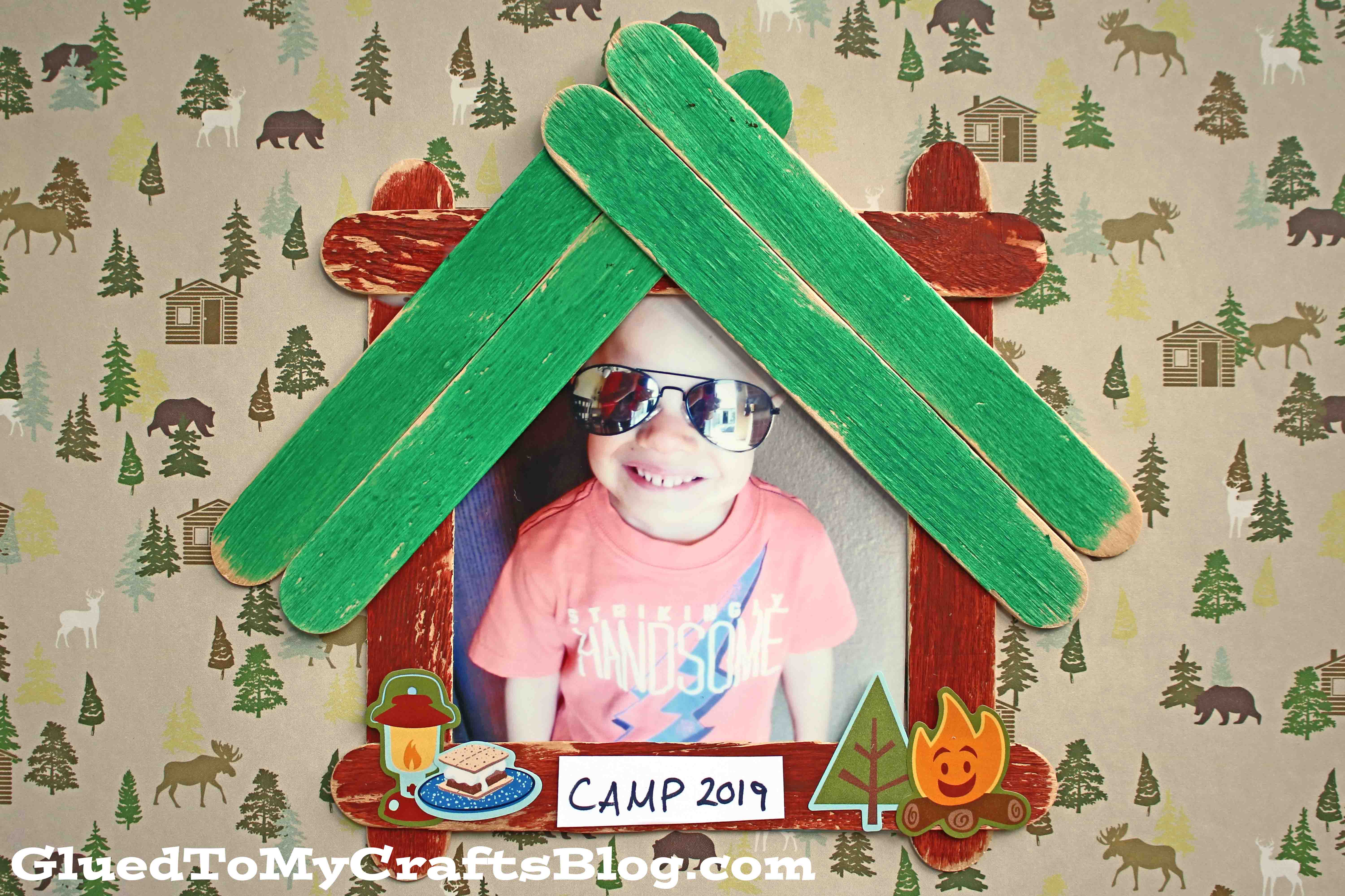 Popsicle Stick Cabin Picture Frame