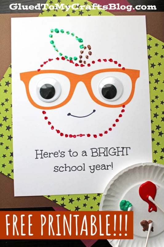 Q-Tip Painted Back To School Apple Craft