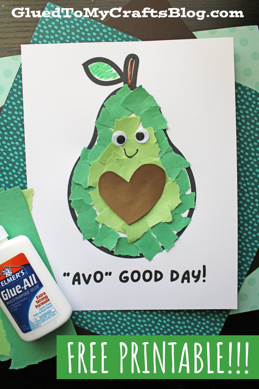 Torn Paper Avocado Craft Idea For Kids