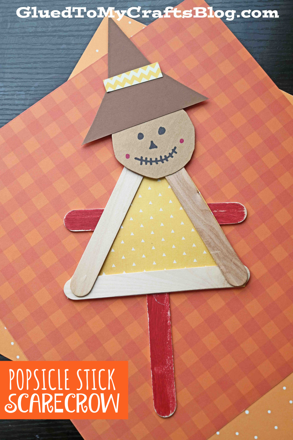 Popsicle Stick Scarecrow Puppet Craft Idea