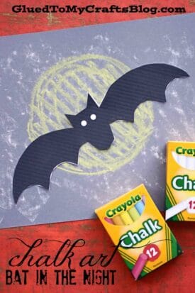 Chalk Art Bat In The Night Craft Idea For Halloween