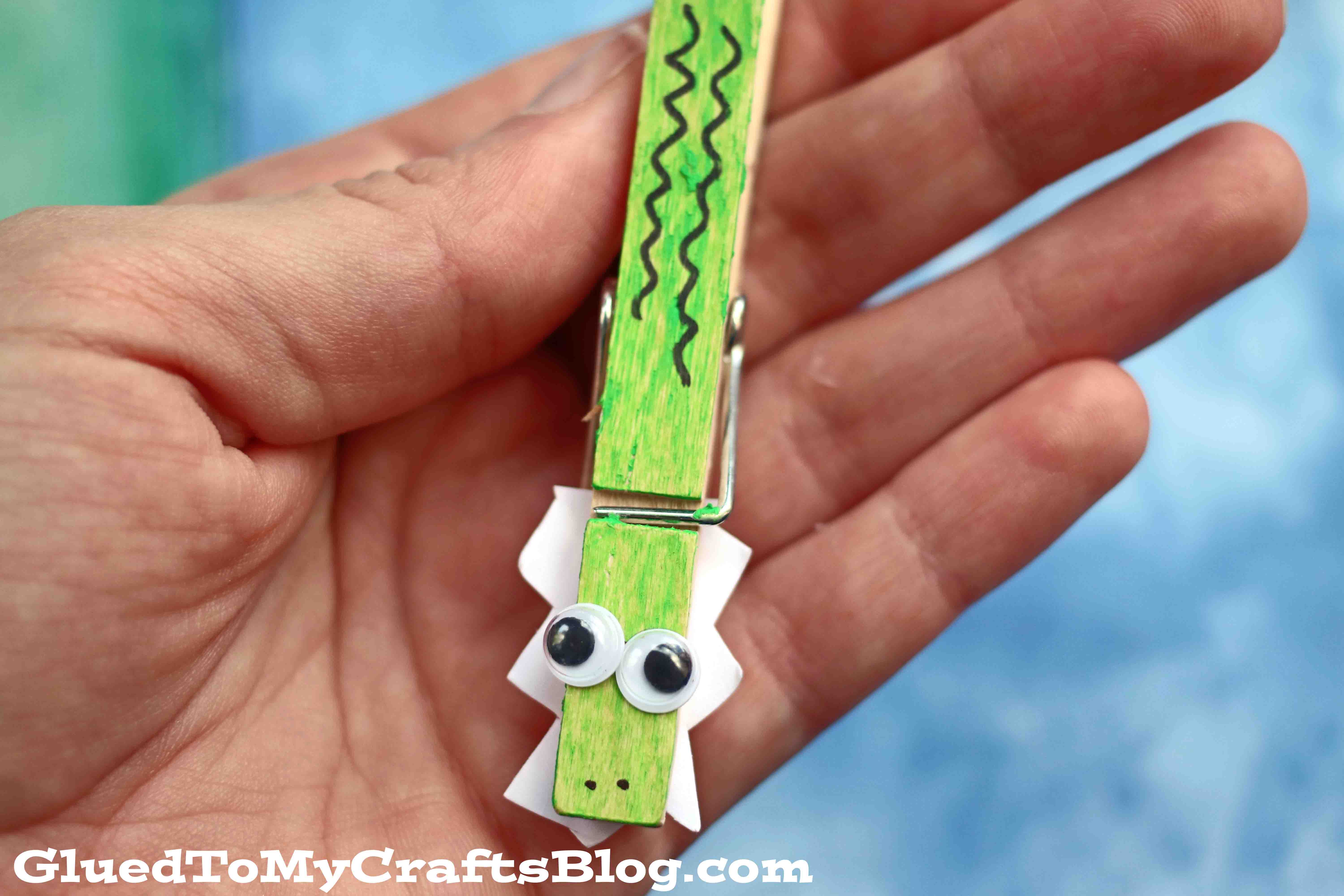 Clothespin Alligator Friend Craft Idea