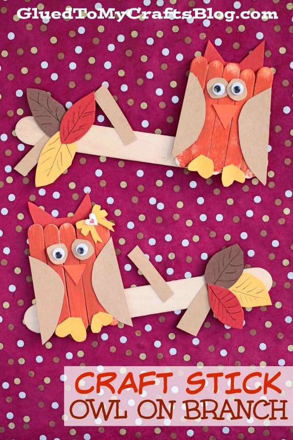 Craft Stick Owl On Branch Art Project