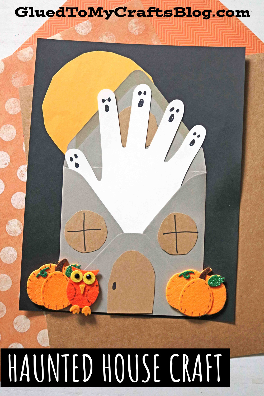 Handprint Ghost In Haunted House Craft