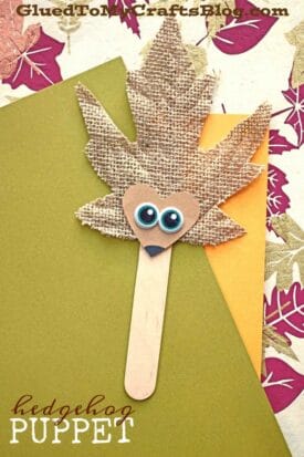 Leaf Hedgehog Puppets Craft Idea