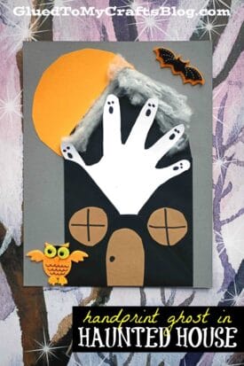 Handprint Ghost In Haunted House Craft