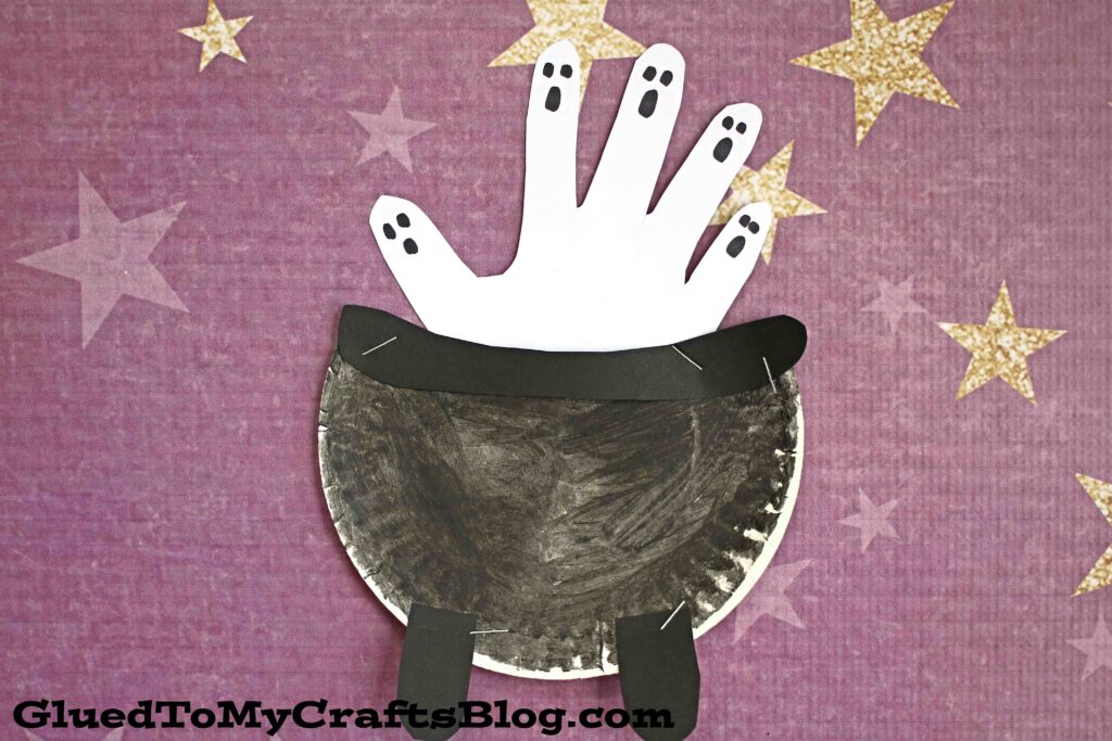 Paper Plate Witch Cauldron w/Handprint Ghosts