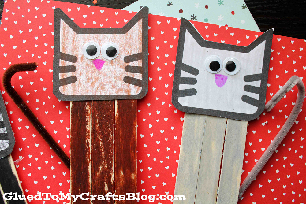 Popsicle Stick Cat Puppet Craft Idea