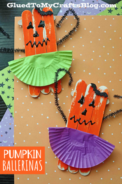 Popsicle Stick Jack-O-Lantern Ballerina Craft Idea
