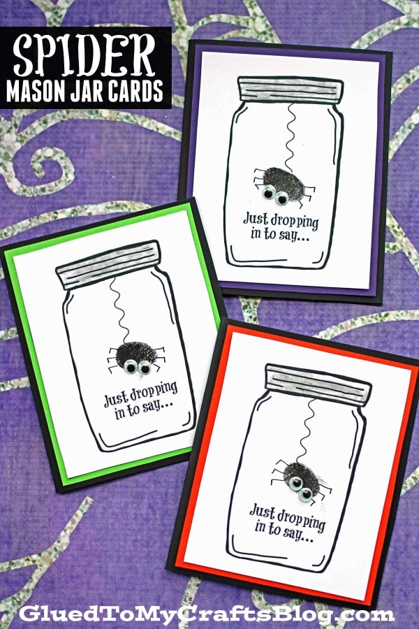 Thumbprint Spider Halloween Mason Jar Cards