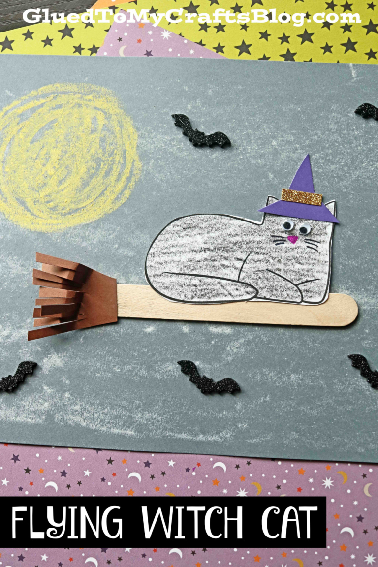 Chalk Art Flying Witch Cat Craft