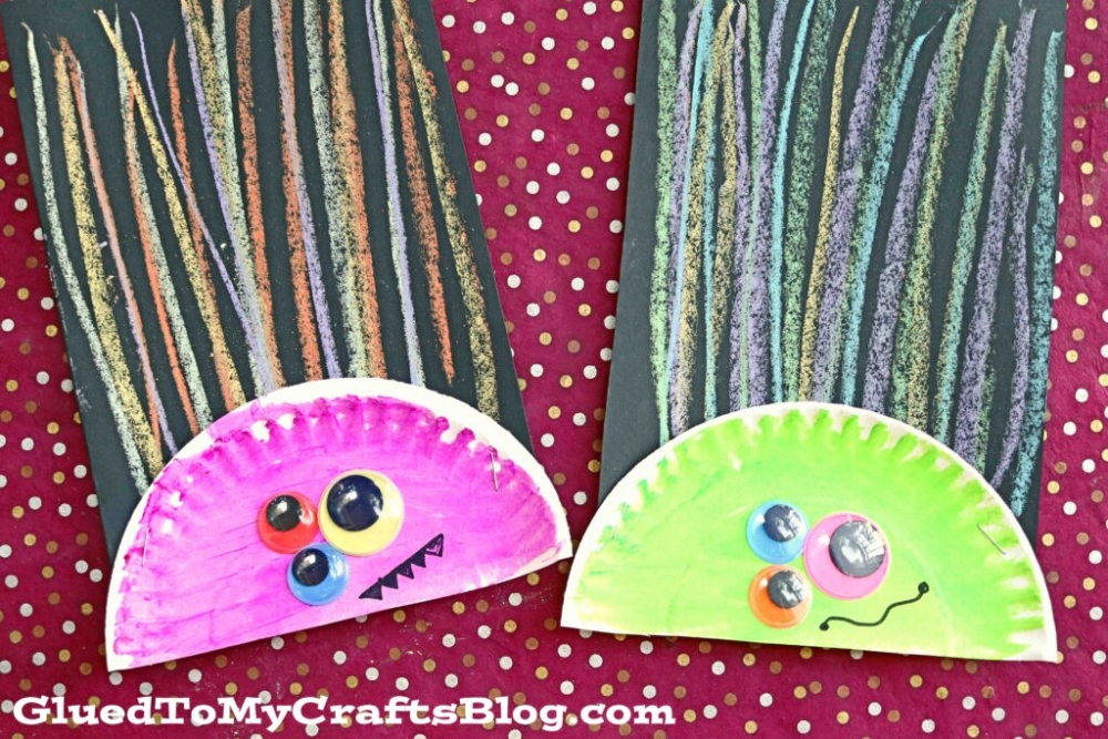 Chalk Art Monster Hair Craft Idea For Halloween