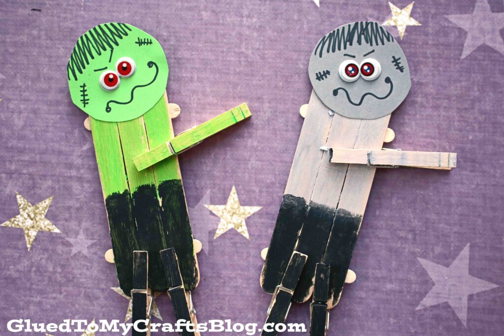 Popsicle Stick Zombie Puppet