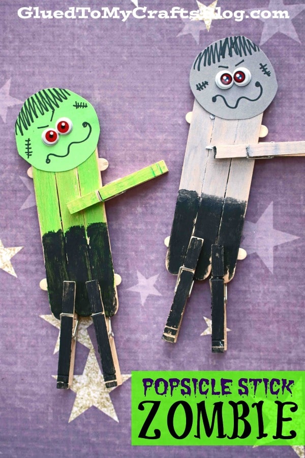 Popsicle Stick Zombie Puppet
