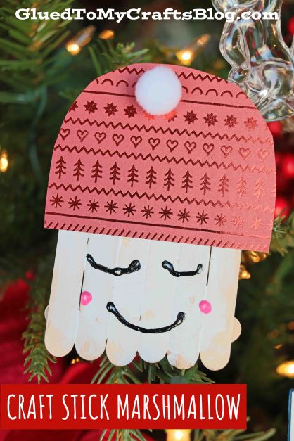 Popsicle Stick Marshmallow Craft Idea For Kids