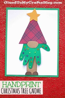 Handprint Christmas Tree Gnome Craft Idea For Kids