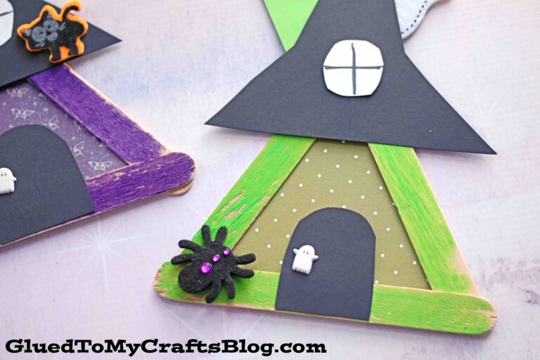 Popsicle Stick Witch House Craft Idea For Halloween