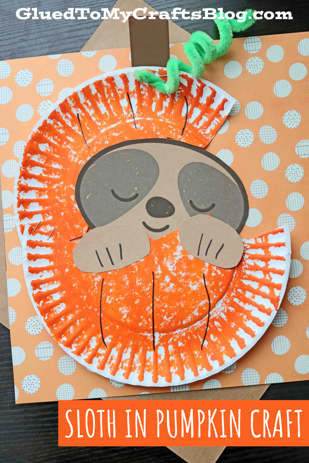Paper Plate Sloth In Pumpkin Craft Idea