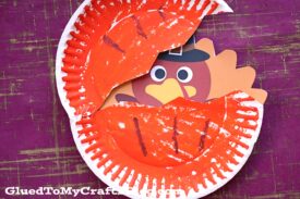 Paper Plate Turkey Hiding In A Pumpkin Craft Idea
