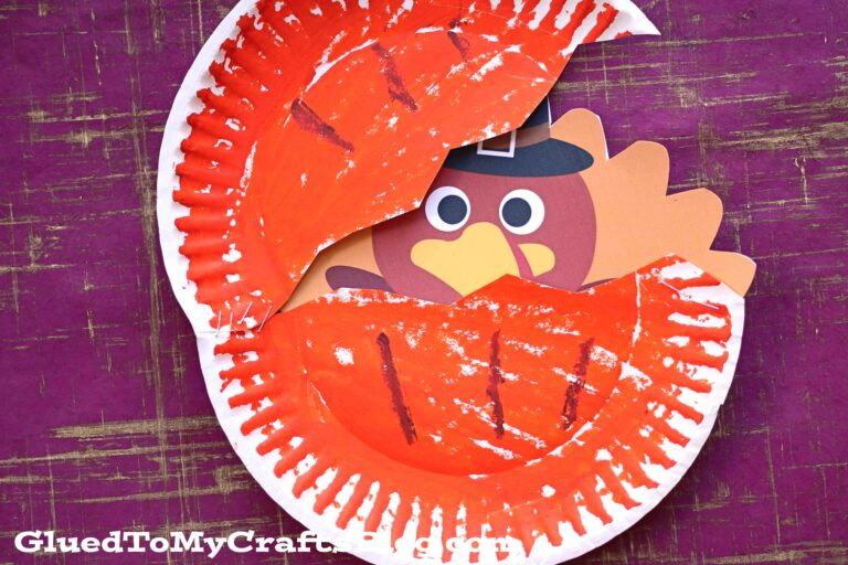 Paper Plate Turkey Hiding In A Pumpkin Craft Idea