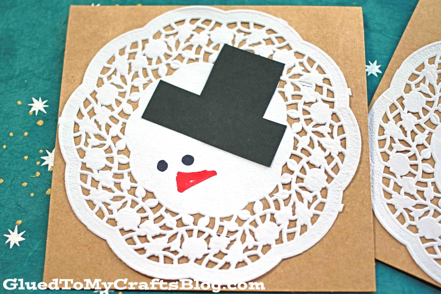 Paper Doily Melted Snowman Card Craft Idea