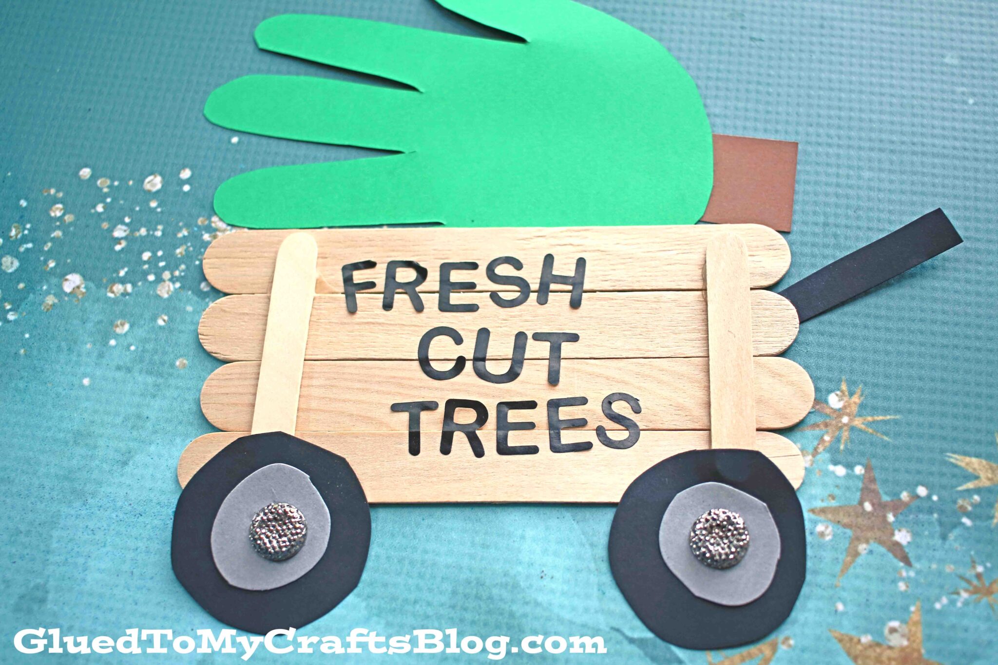 Popsicle Stick Christmas Tree Wagon Craft Idea
