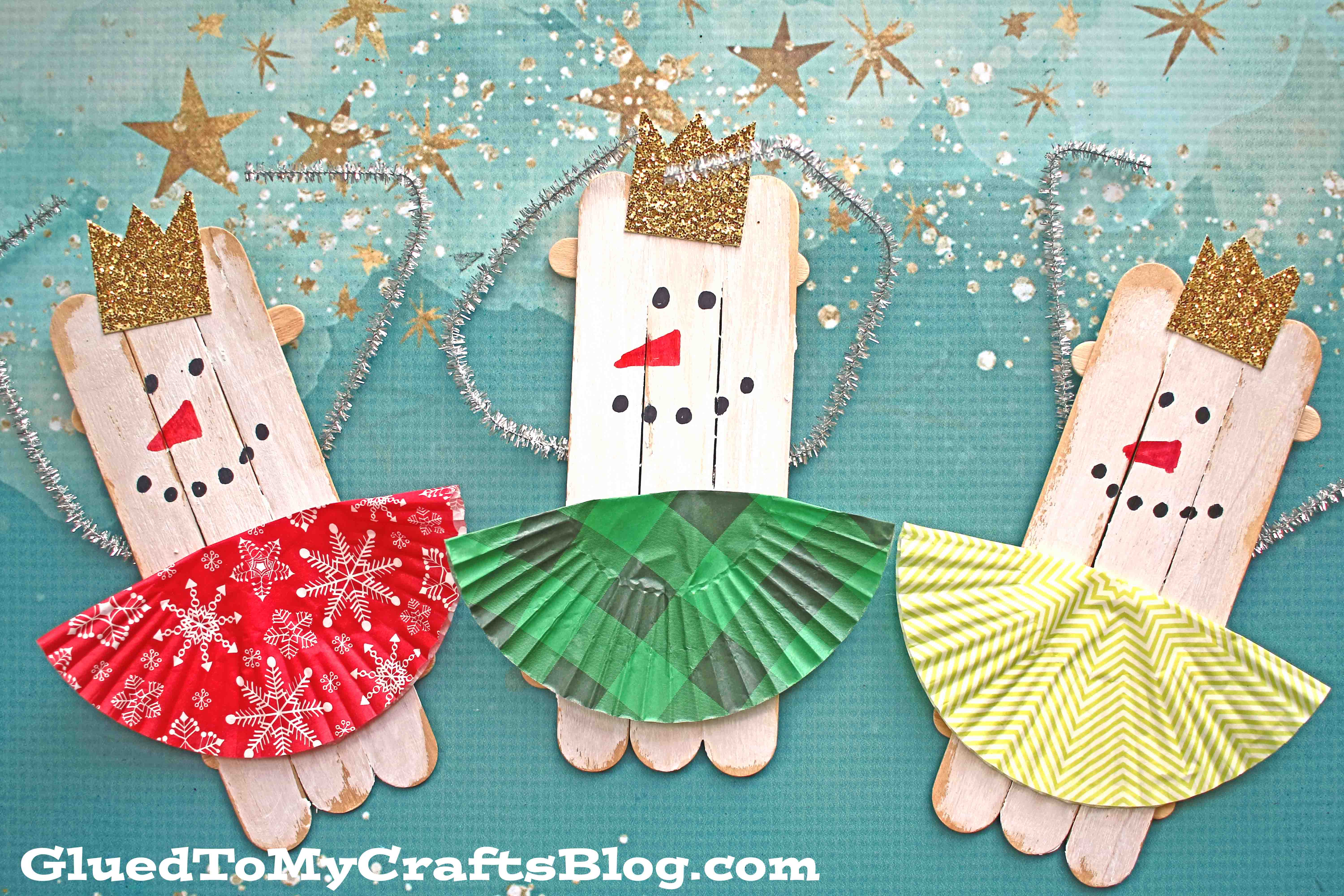 Craft Stick Snowman Ballerina Puppets