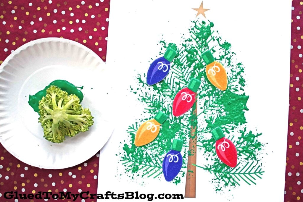 Broccoli Stamped Christmas Tree Craft