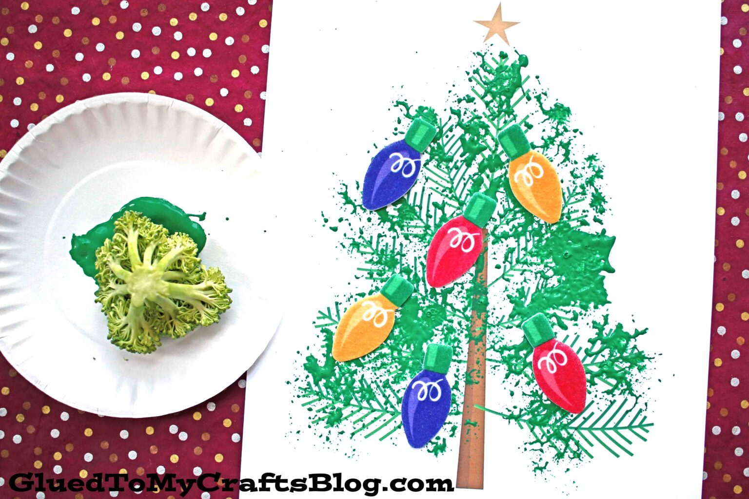 Broccoli Stamped Christmas Tree Craft