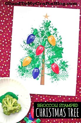 Broccoli Stamped Christmas Tree Craft