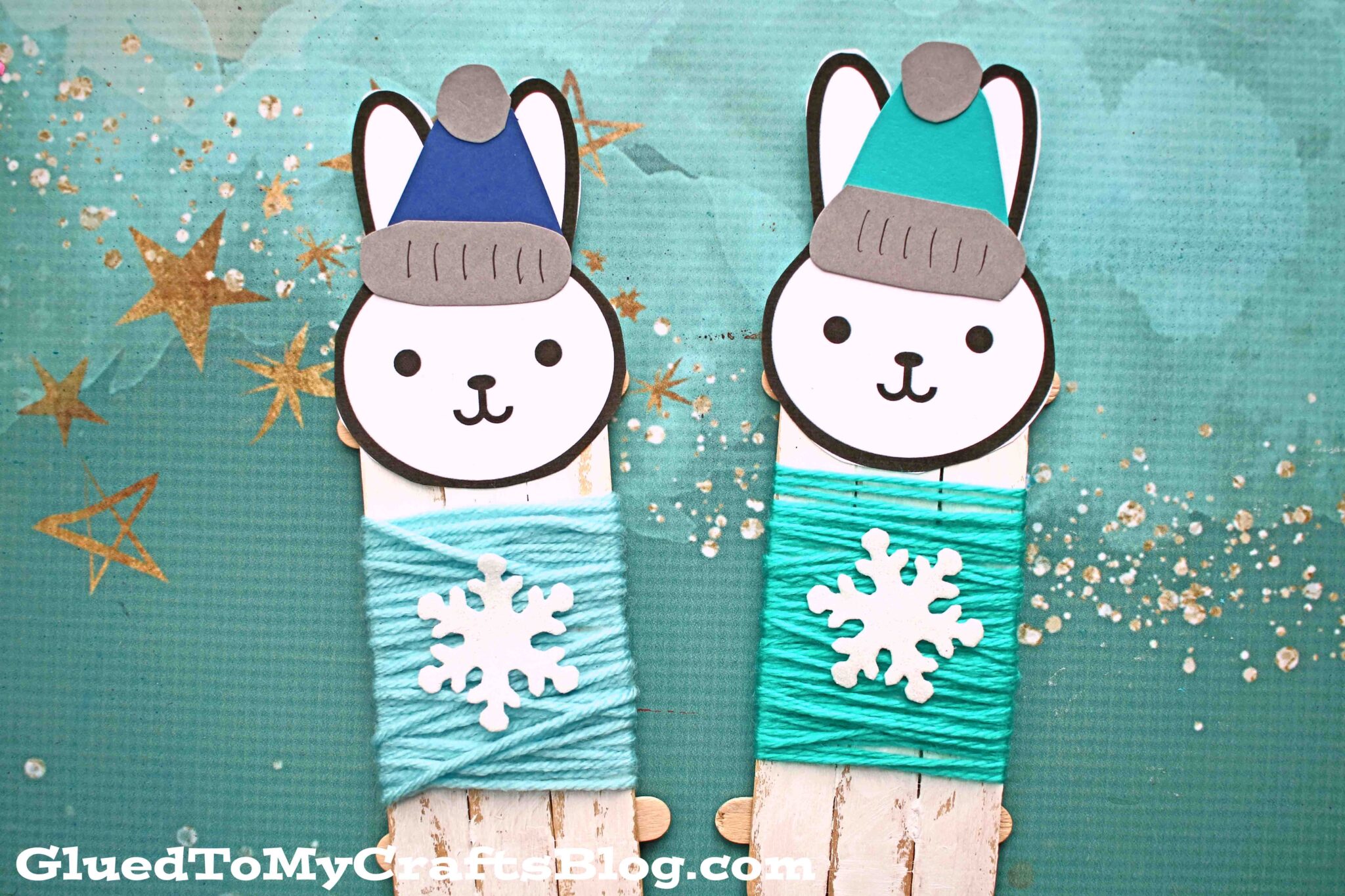 Popsicle Stick Snow Bunny Craft Idea