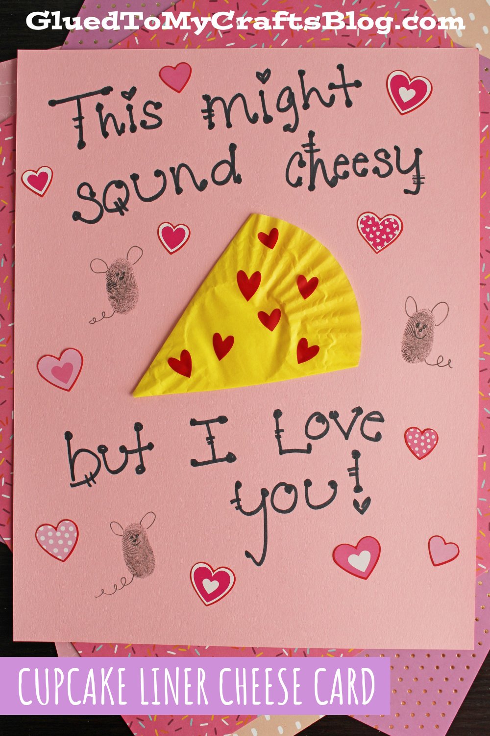 Cupcake Liner Cheese & Fingerprint Mouse Card