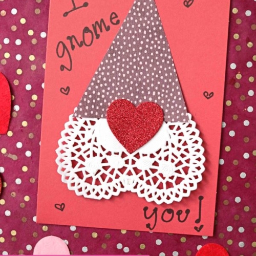 Paper Heart Doily Gnome Card Craft Idea